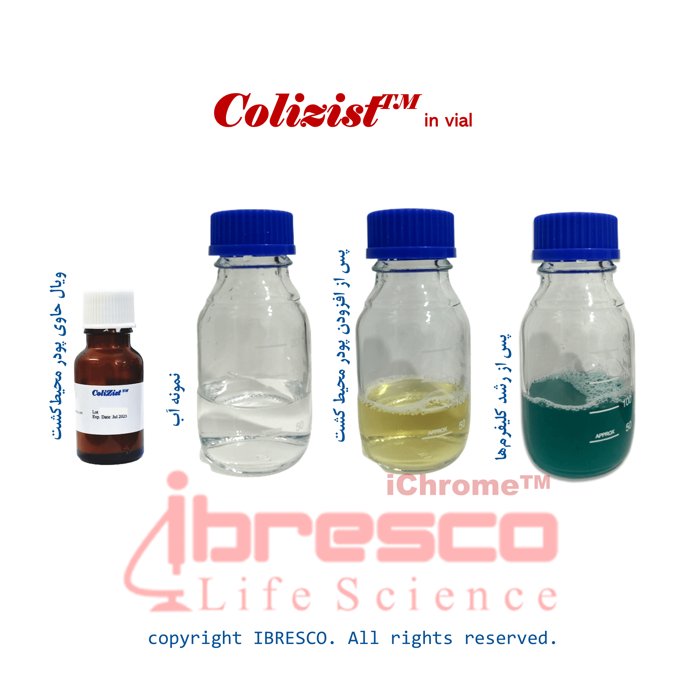 Vial Colizist | کیت شناسایی همزمان E. coli و کلیفرم ها ویالی | ibresco